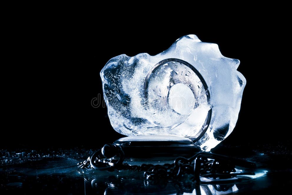 Frozen Mechanical Watch in Ice Stock Photo - Image of cool, glass: 68198824