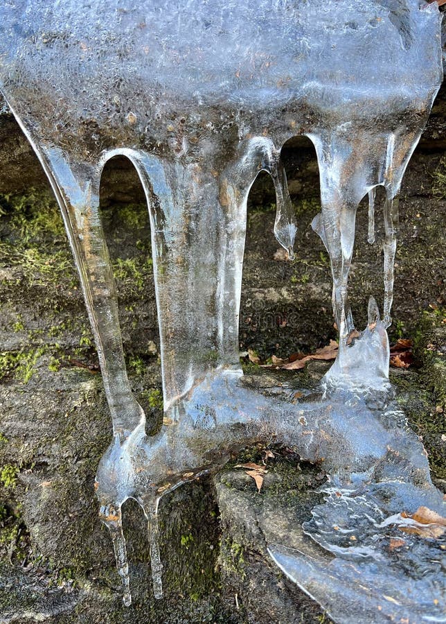 Frozen melded icicles stock image. Image of rock, cold - 320600377