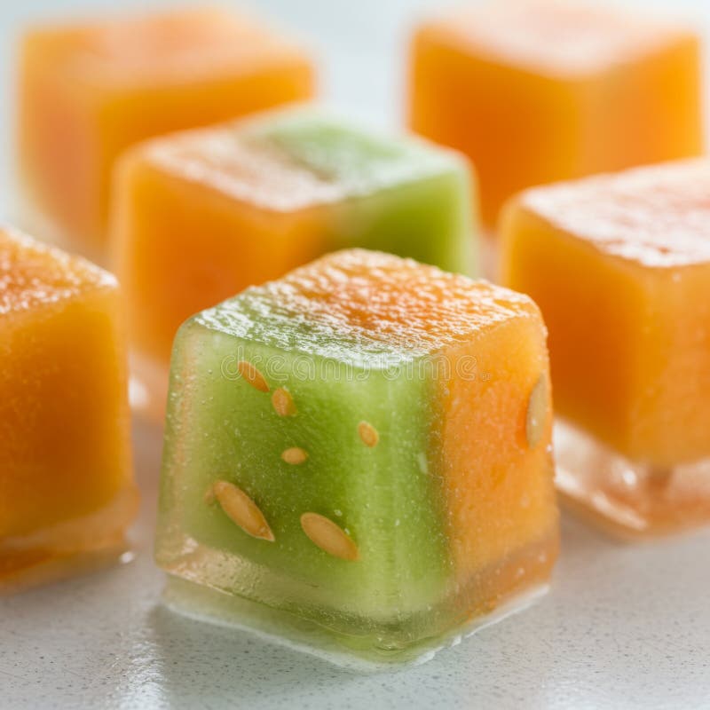 Frozen Melon Cubes: Refreshing Summer Dessert Stock Illustration ...