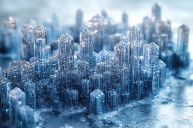 Futuristic Crystal Cityscape: a Digital Metropolis of Glass Towers ...