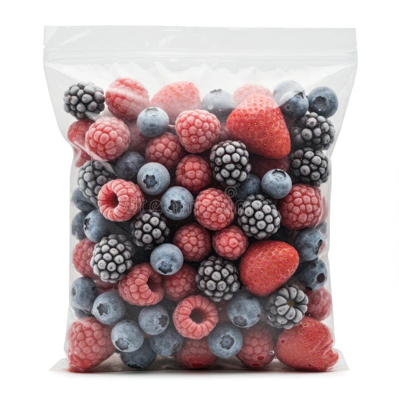 Frozen Mixed Berries in a Clear Plastic Bag Stock Illustration ...