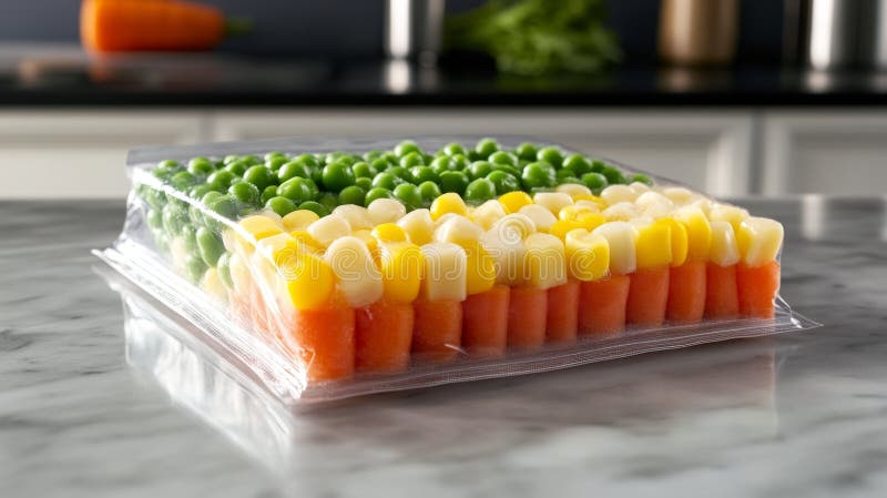 Frozen Mixed Vegetables in a Clear Plastic Bag Stock Illustration ...