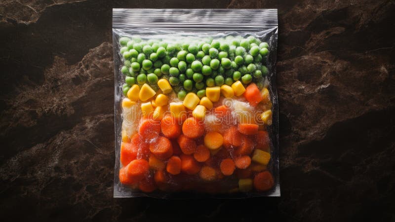 Frozen Mixed Vegetables in a Plastic Bag Stock Illustration ...