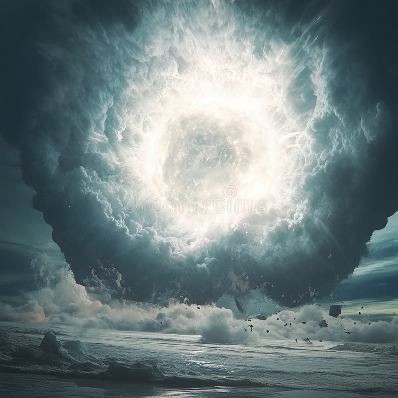 Frozen Moment of an Atomic Explosion with Blasting Shockwave Stock ...