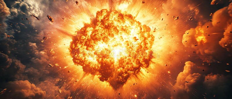 Frozen Moment of an Atomic Explosion with Blasting Shockwave Stock ...