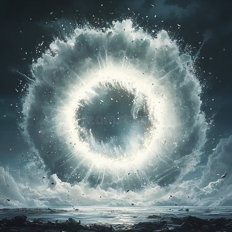 Frozen Moment of an Atomic Explosion with Blasting Shockwave Stock ...