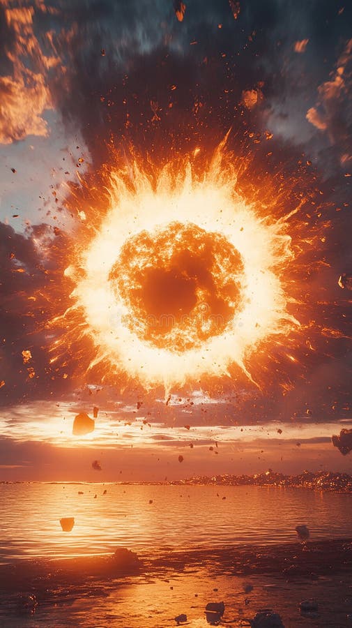 Frozen Moment of an Atomic Explosion with Blasting Shockwave Stock ...