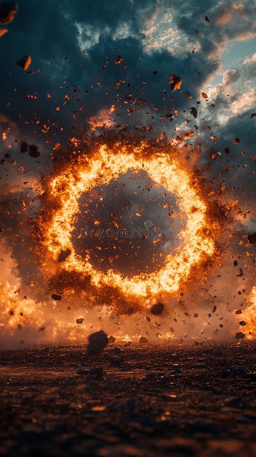 Frozen Moment of an Atomic Explosion with Blasting Shockwave Stock ...