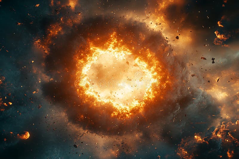 Frozen Moment of an Atomic Explosion with Blasting Shockwave Stock ...