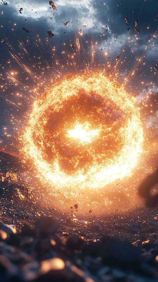 Frozen Moment of an Atomic Explosion with Blasting Shockwave Stock ...