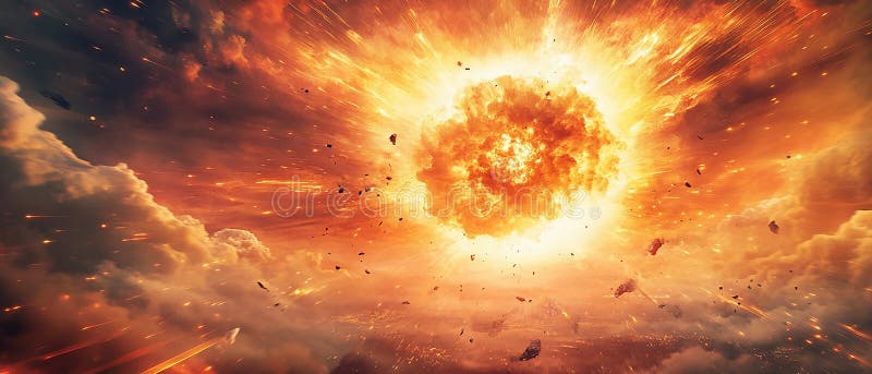 Frozen Moment of an Atomic Explosion with Blasting Shockwave Stock ...