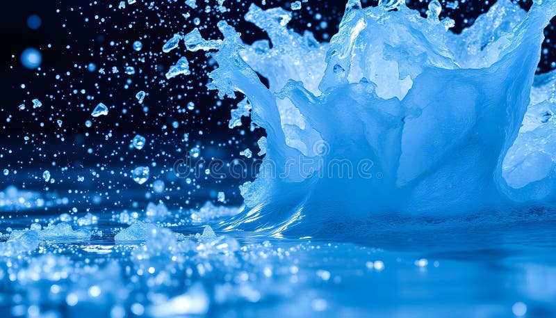 Frozen Moment: a Mesmerizing Water Splash in Vibrant Blue Stock ...