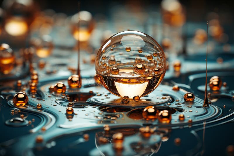 Frozen Motion of the Ball Falling into the Water, Splashes of Water ...