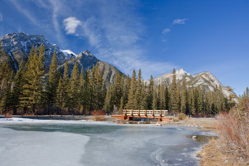 Frozen Mount Lorette Pond stock image. Image of pond - 13236231