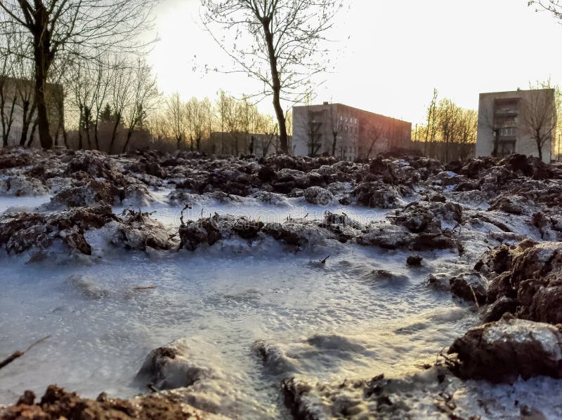 Frozen Mud at the Beginning of Winter in the Daytime Stock Photo ...