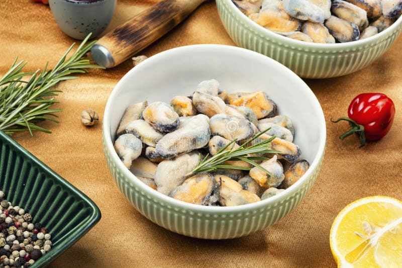 Frozen Mussels without a Shell Stock Photo - Image of mollusc, healthy ...