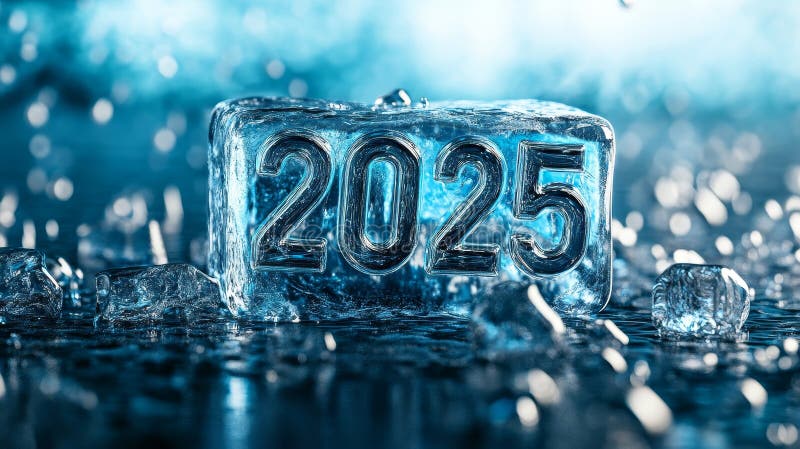 Frozen 2025 New Year Ice Cube Symbolic of a Cold New Year Frozen Time ...