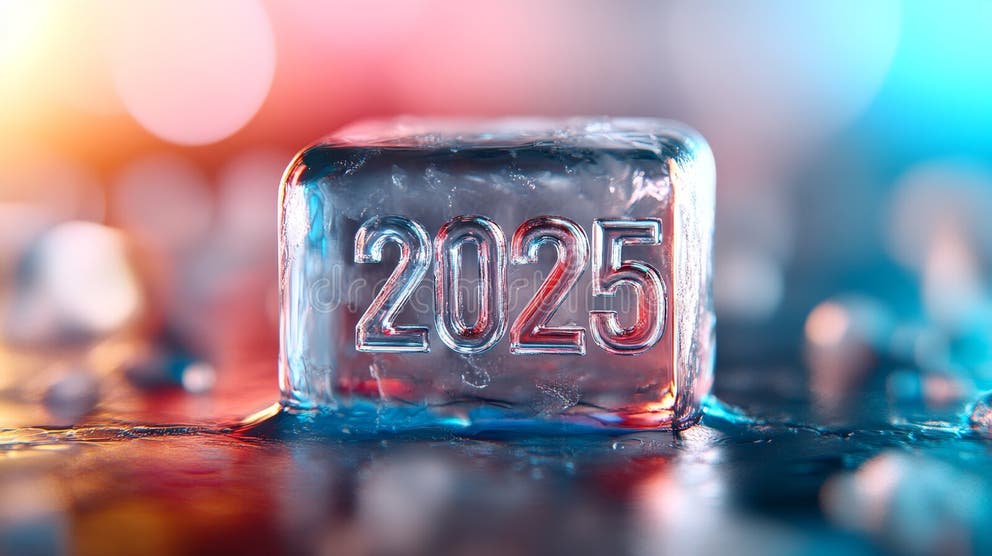 Frozen 2025 a New Years Ice Cube New Year Ice Cube Frozen 2025 Future ...