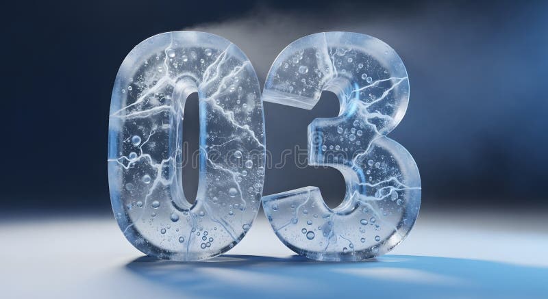Frozen Number 03: Ice Sculpture, Winter Theme Stock Illustration ...