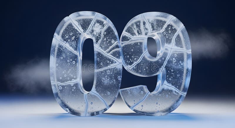 Frozen Number 09: Icy Winter Digits, Cold, Abstract Stock Illustration ...