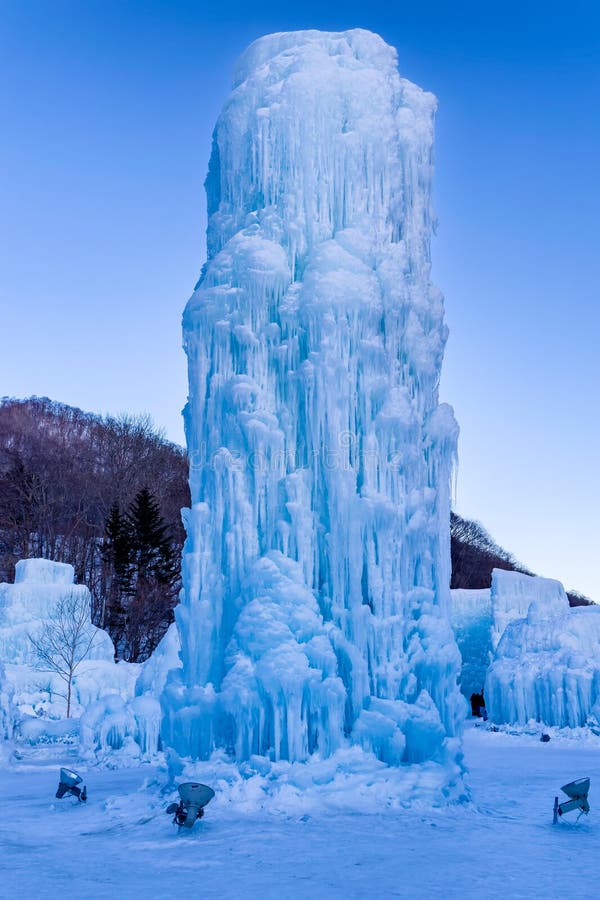 Frozen Pillars of Ice on a Winters Day (Lake Shikotsu Stock Image ...