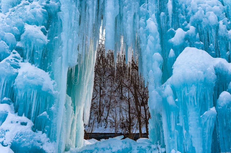 Frozen Pillars of Ice on a Winters Day (Lake Shikotsu Stock Photo ...