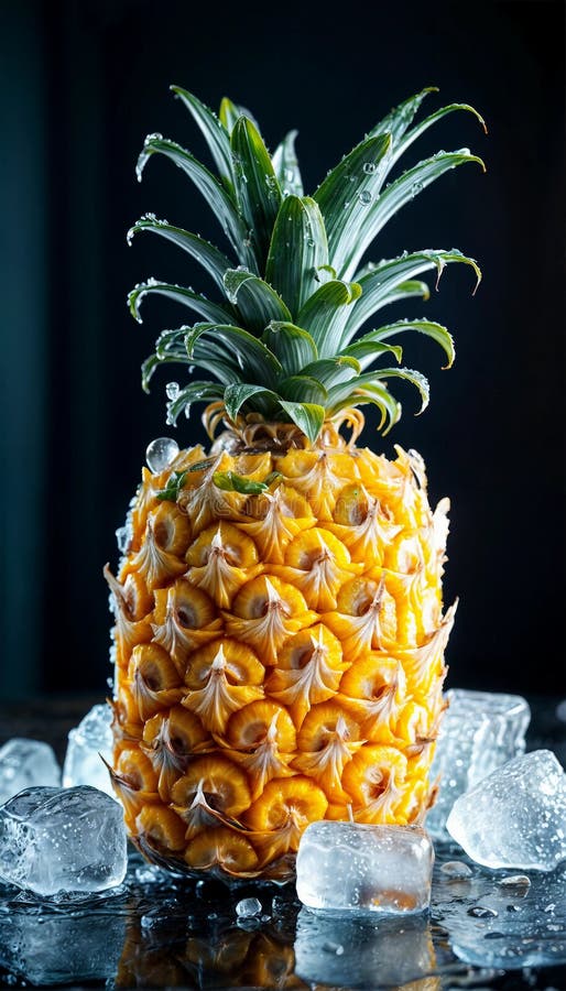 Frozen Pineapple Covered with Frost. Pineapple in Ice Cubes Stock Illustration - Illustration of ...