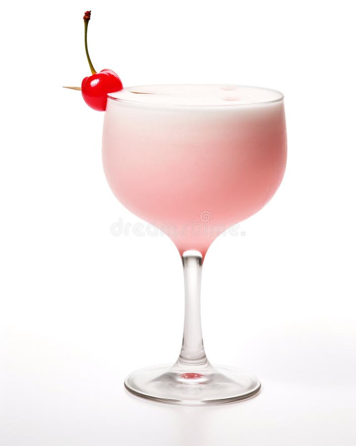 Frozen Pink Cocktail with Cherry and Lime Garnish AI Generated Stock ...