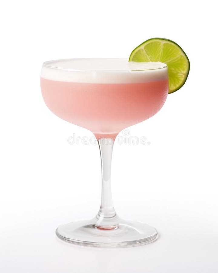 Frozen Pink Cocktail with Cherry and Lime Garnish AI Generated Stock ...