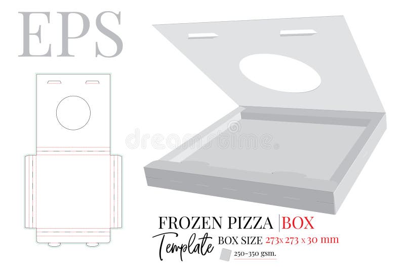 Pizza Box Template with Die Cut Lines, Paperboard Delivery Box, Self ...