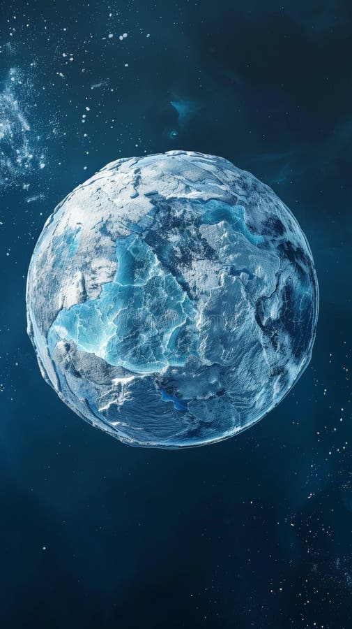 Frozen Planet Earth in Space with Visible Cracks and Icy Textures. an ...