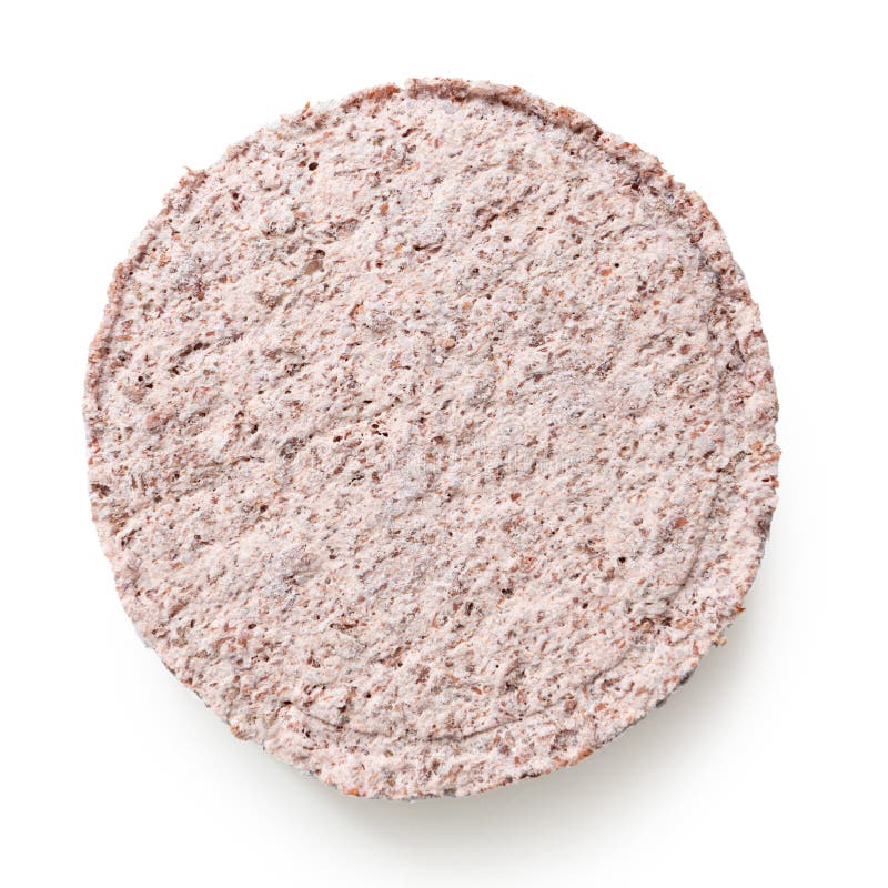 Frozen Plant Based Burger Patty Isolated on White. Top View Stock Image ...