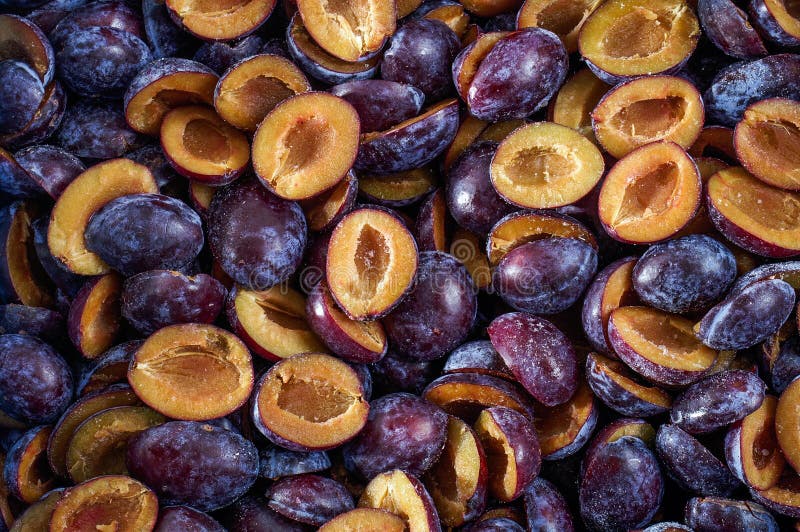 Frozen Plum without Pit - Background - Texture Stock Image - Image of ...