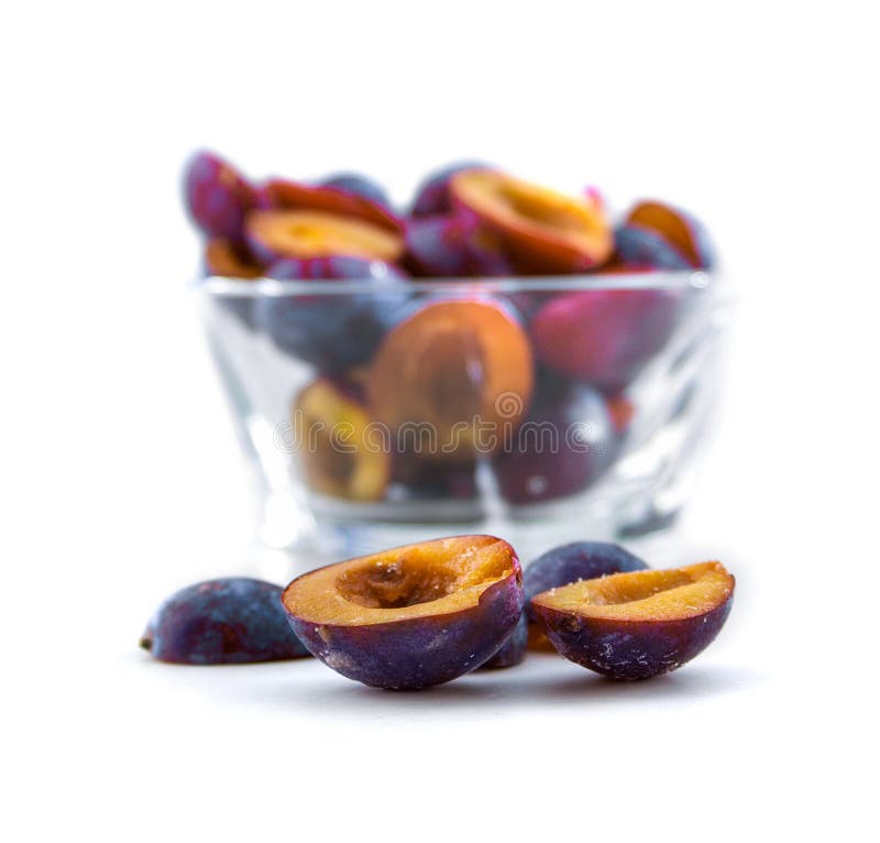Frozen Plum Close-up Isolated on White Stock Image - Image of plum ...