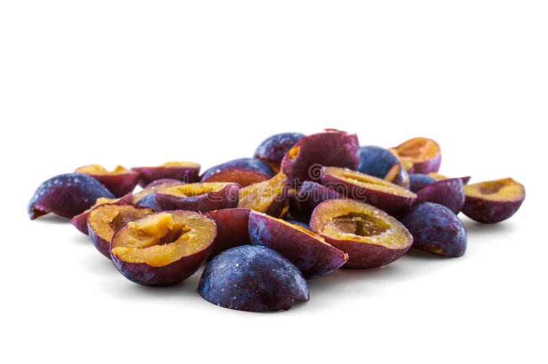 Frozen Plum Close-up Isolated on White Stock Image - Image of plum ...