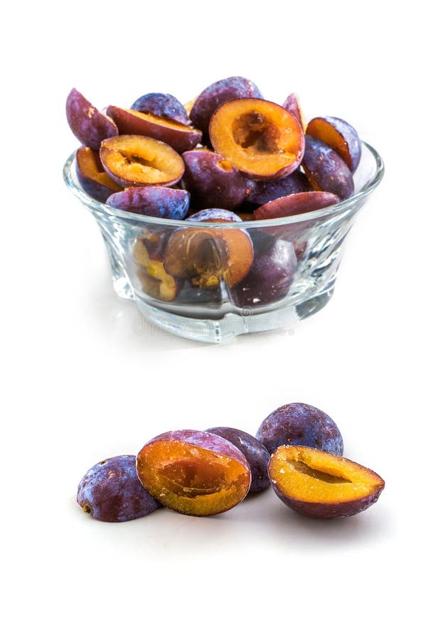 Frozen Plum Close-up Isolated on White Stock Image - Image of plum ...