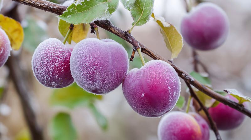 Frozen Plums Branch Winter Stock Photos - Free & Royalty-Free Stock ...