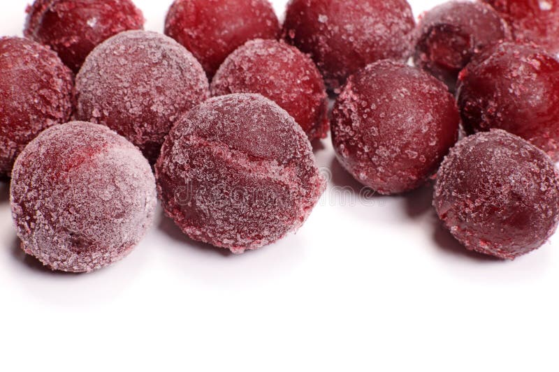 Frozen Plums Close-up Isolated on White Stock Image - Image of ...