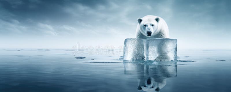 Frozen Polar Bear in Ice Cube AI Generated Stock Illustration ...
