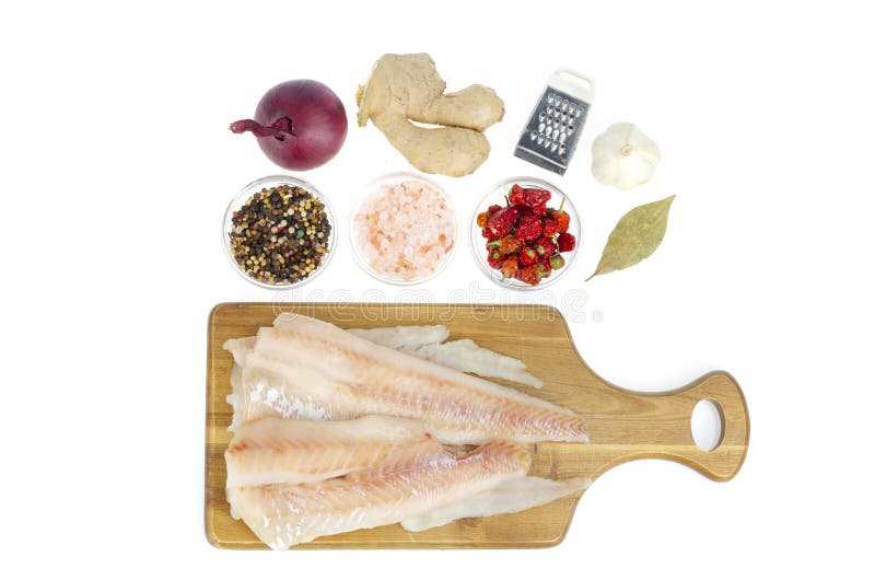 Frozen Pollock Fillet. Cooking Fish Dishes. Studio Photo Stock Image ...
