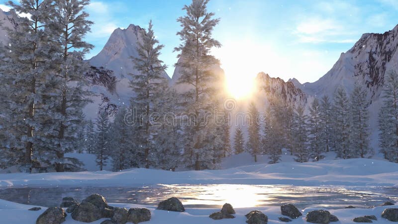 The Frozen Pond in a Frozen Forest - Loop Mountains Landscape Nature ...
