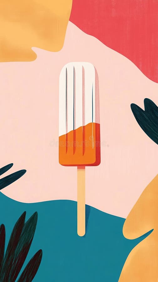 Frozen Popsicle Melting. Hand Drawn Textures. Stock Illustration ...