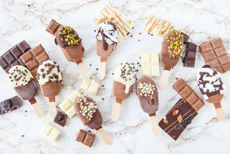 Frozen Popsicles with Chocolate Stock Image - Image of popsicles ...