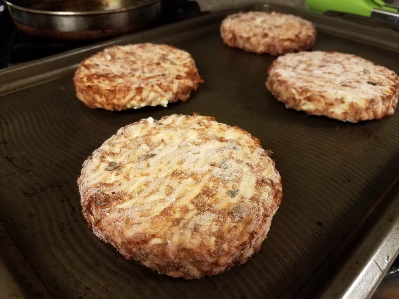 Frozen Potato Hash Brown Patty on Metal Baking Tray Stock Image - Image ...