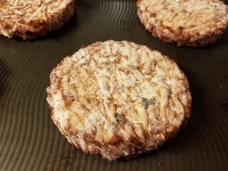 Frozen Potato Hash Brown Patty on Metal Baking Tray Stock Photo - Image ...