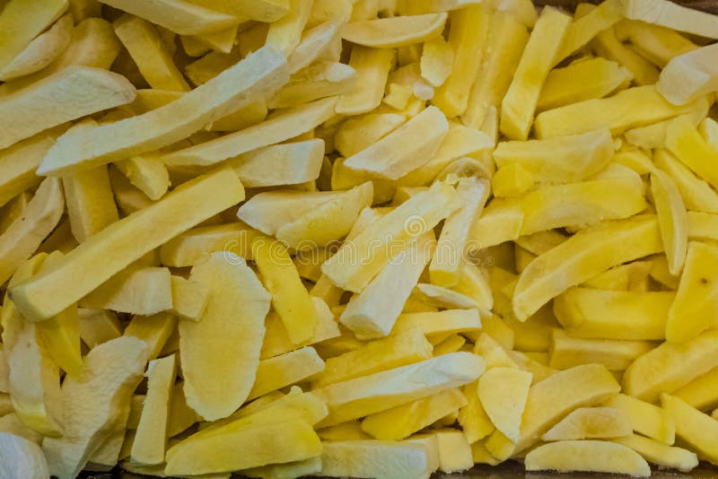 Frozen Potatoes Cutting Strips Stock Image - Image of stripes, yellow ...