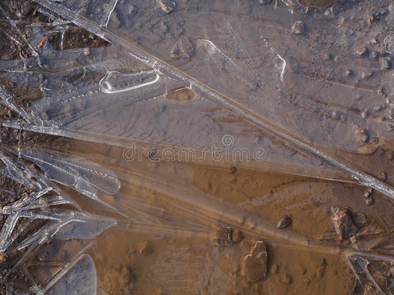 Frozen Puddle with Ice in Winter Stock Photo - Image of backdrop ...