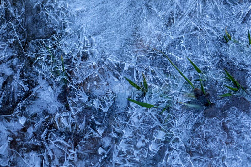 A Frozen Puddle. Nature Background. Stock Image - Image of winter ...