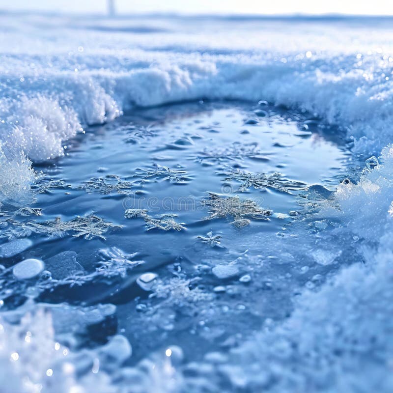 Frozen Puddle a Small Pool of Water Frozen Solid with Patterns Stock ...