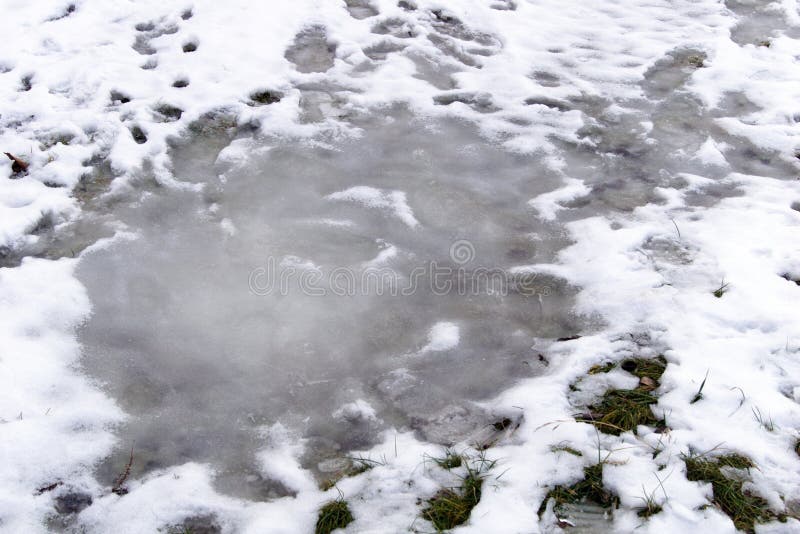 Frozen Puddle with Ice in Winter Stock Photo - Image of backdrop ...